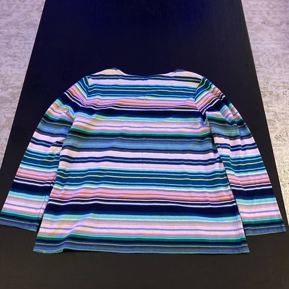 Talbots | Tops | Women Talbots Long Sleeve Pink Green Blue Navy Stripe ...